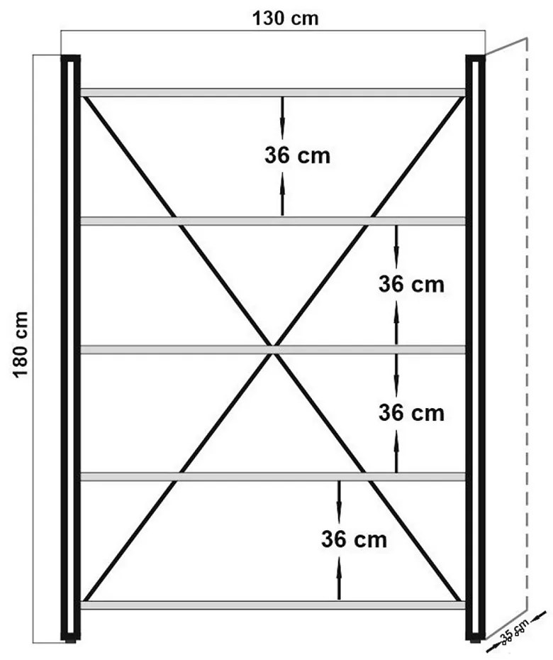 Designový regál Ilaria II 180 cm borovice