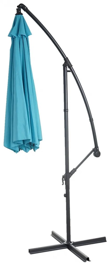 Slunečník Acerra Ø 3m se zátěží - polyester/ocel - tyrkysově modrá