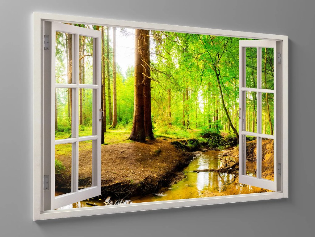 Liox 3D obraz lesní potok Rozměr: 120 x 80 cm