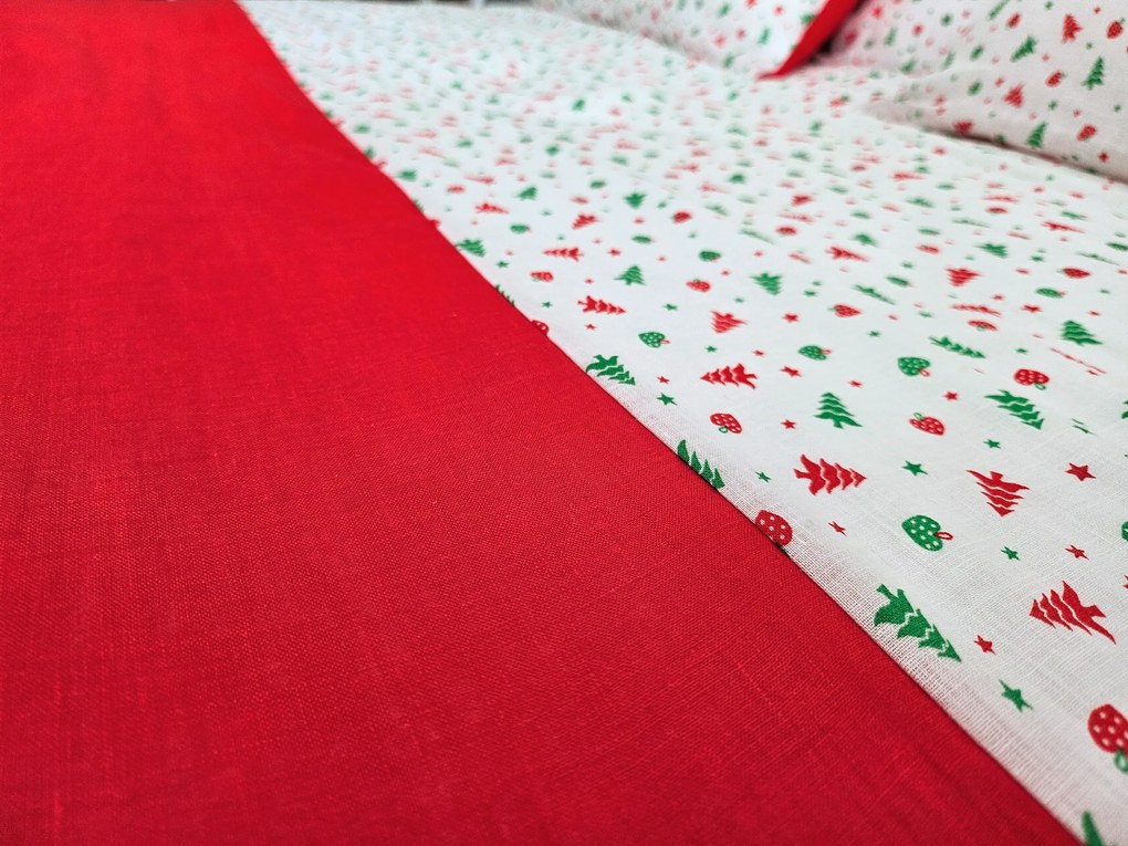 Nelly Francouzský lněný povlak na přikrývku - super soft Vánoční stromek Rozměr: 200/200 CM ZIP