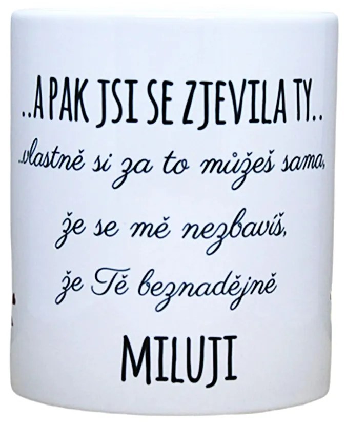 Super plecháček Keramický hrnek s potiskem miluji Objem a motiv: 400 ml modrý uvnitř