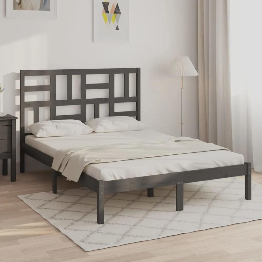 Rám postele šedý masivní dřevo 160 x 200 cm,  3105962
