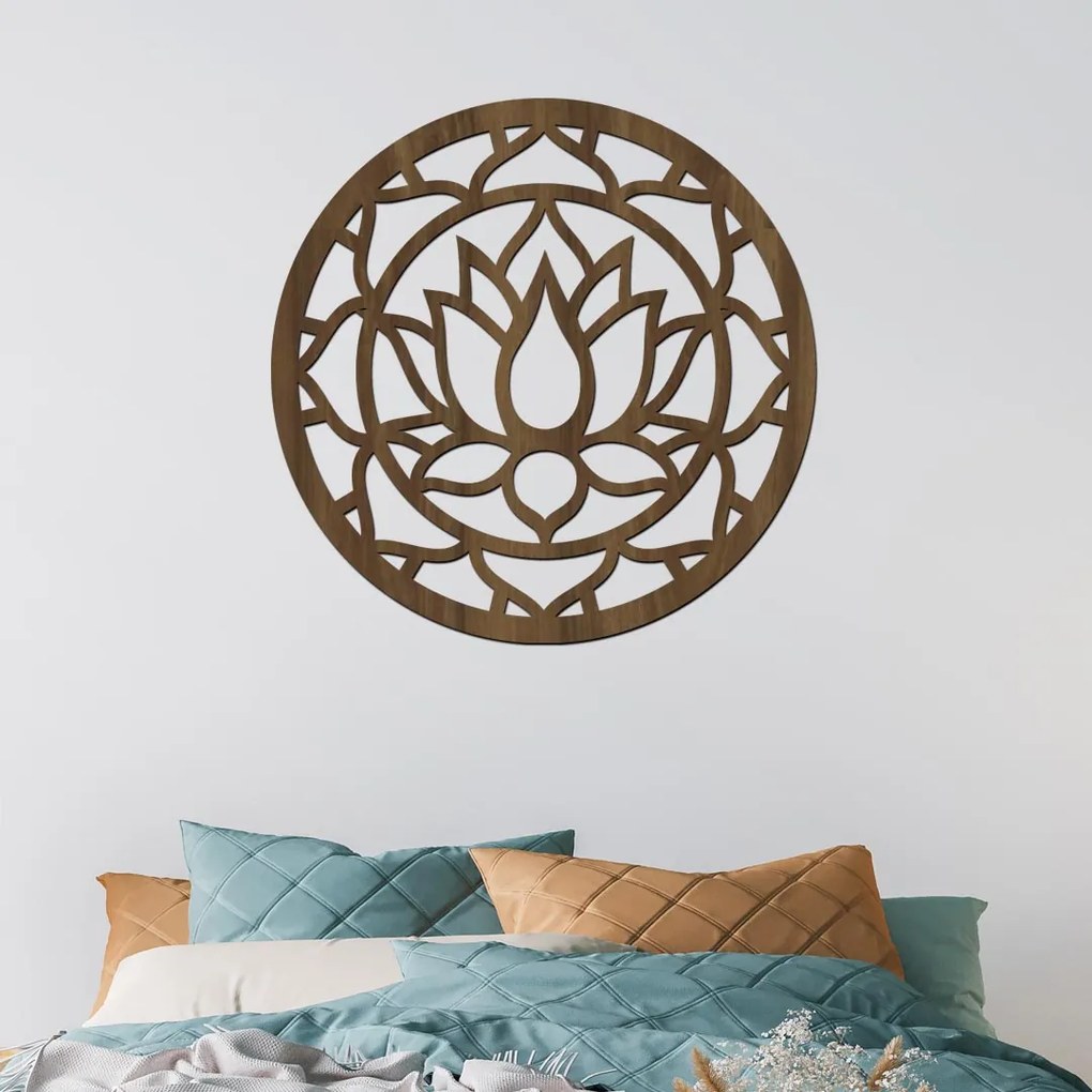 dřevo života Dřevěný obraz LOTUS MANDALA Zvolte barvu dekoru: Ořech, Rozměry (cm): 20x20