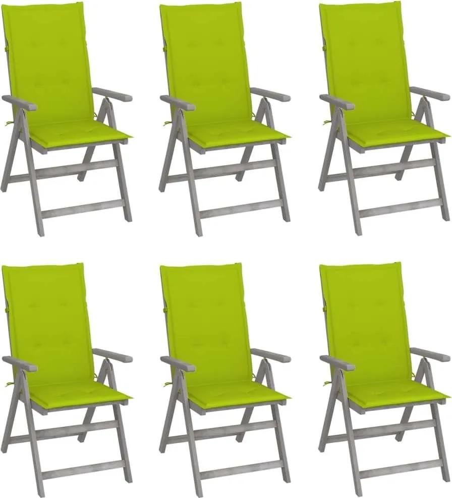 vidaXL Zahradní polohovací židle 6 ks s poduškami masivní akácie [3065328] Barva: Šedá
