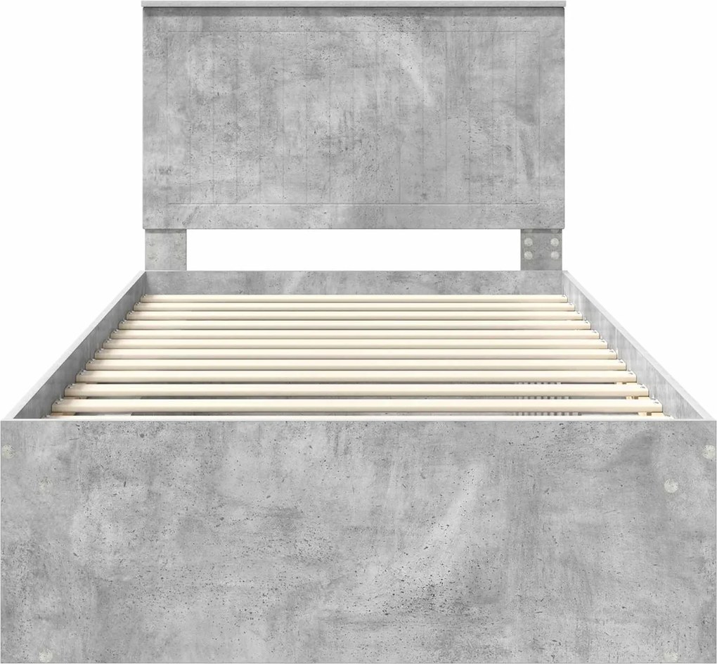 Rám postele Betonově šedá 100 x 200 cm Masivní borové dřevo 3411049