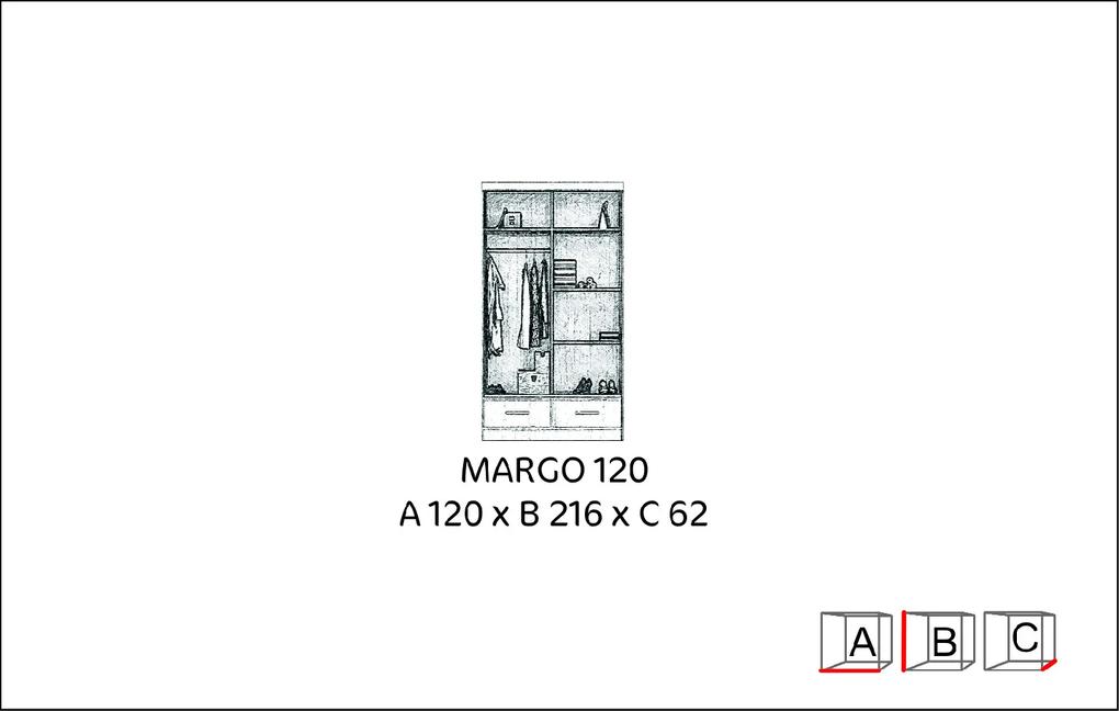 Arkos meble Skříň Margo 120 Barva: Bílá
