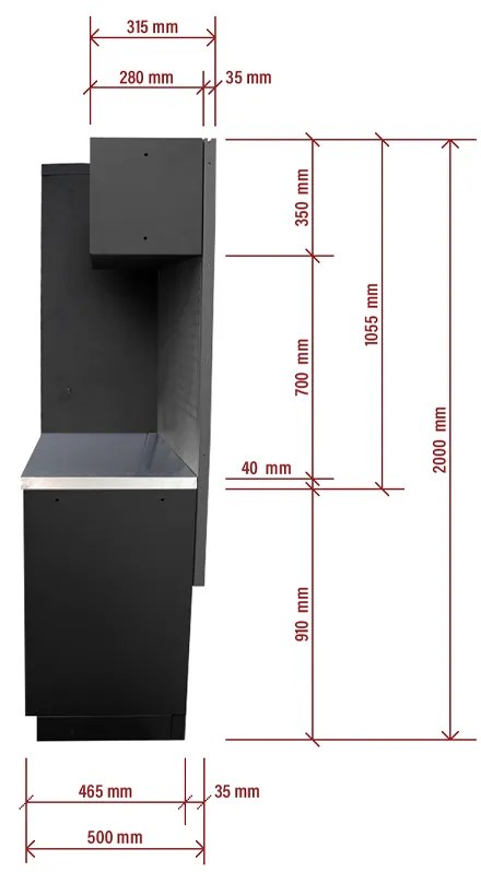AKČNÍ SET Sestava 7 ks dílenského nábytku SET-CA01030 s nerezovou pracovní deskou MB-TGW80S