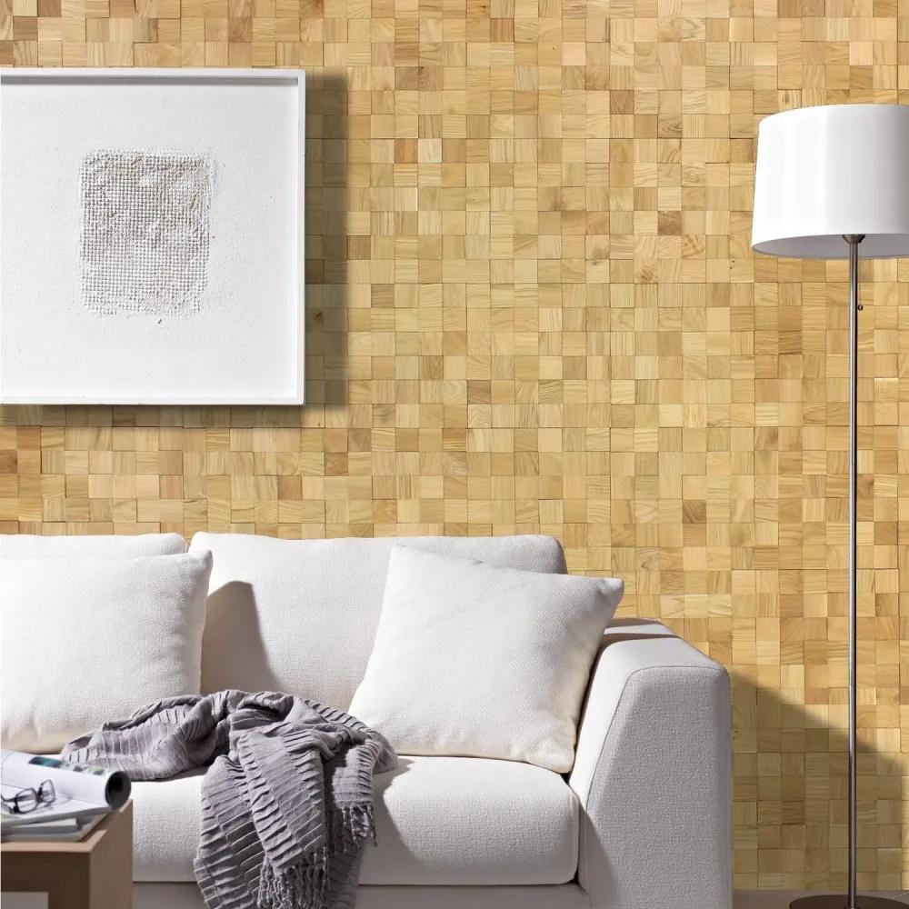 DUB 50, jednotlivé kusy 50 x 50 mm (0,0025 m²) nebo samolepící panel 300 x 300 mm (0,09 m²) - dřevěná mozaika 3D Broušený - bez povrch. úpravy 2 mm