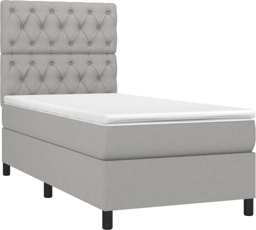 Box spring postel s matrací světle šedá 80 x 200 cm textil 3141969