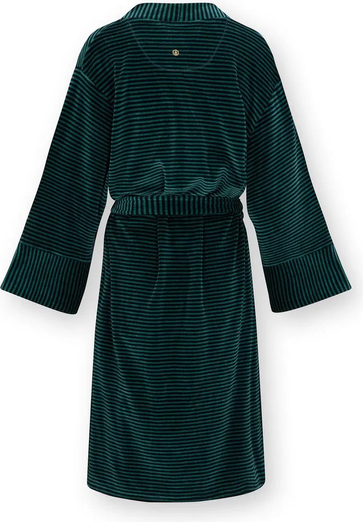 Pip Studio Naomi Kimono Velvet Little Sumo Stripe, modro-zelené (Bavlněné sametové kimono)