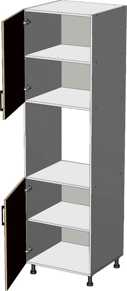 KRAFTY, kuchyňská potravinová skříň na vestavnou troubu 60 cm, korpus dub sonoma, dvířka grafit