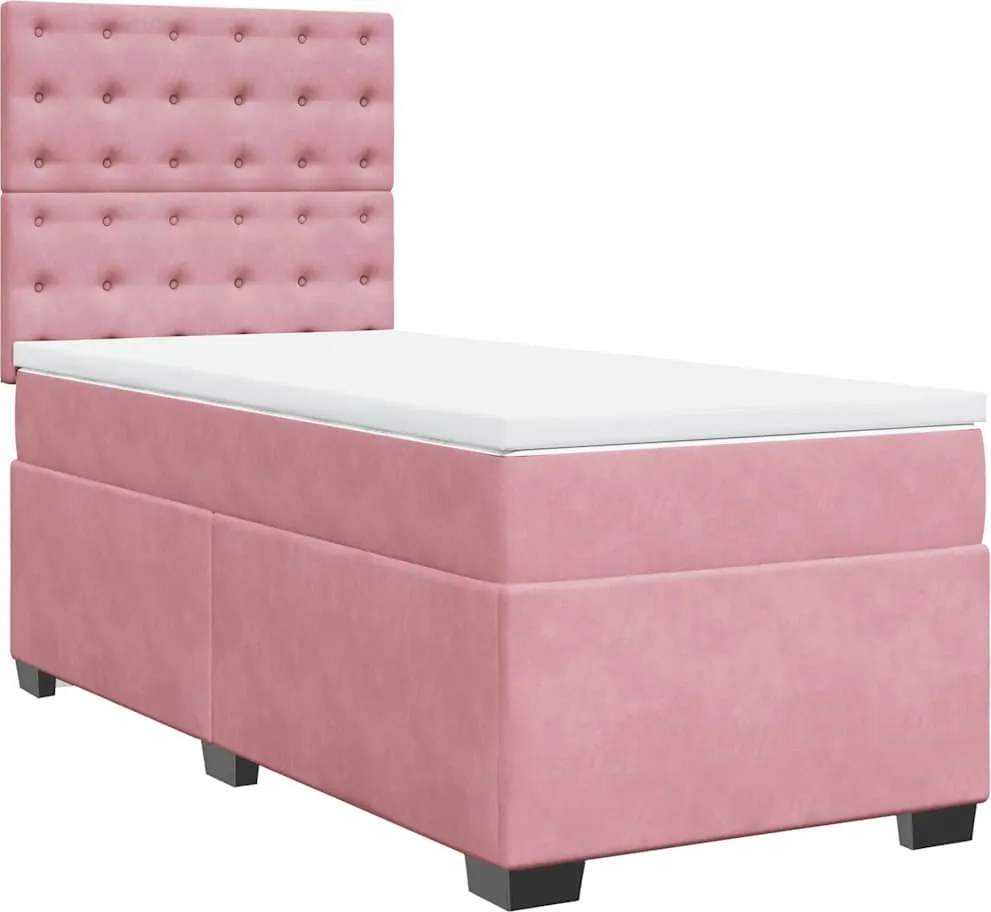 Box spring postel s matrací růžová 80 x 200 cm samet 3293079
