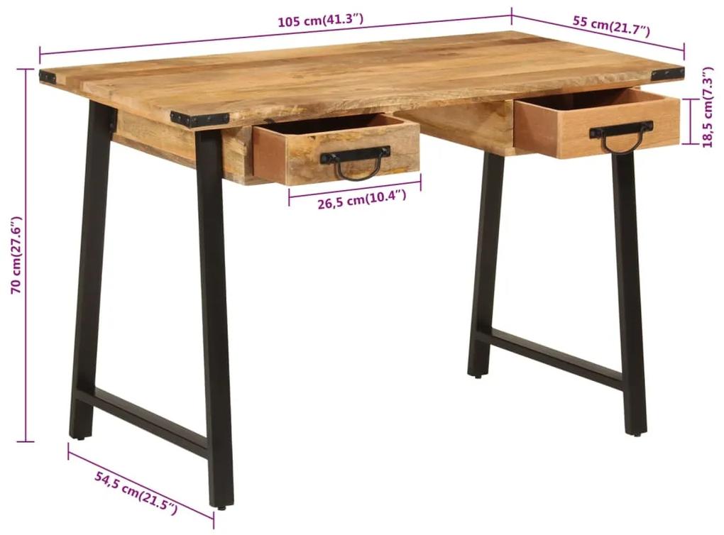 Psací stůl se zásuvkami 105x55x70 cm masivní mangovník a železo,  372733