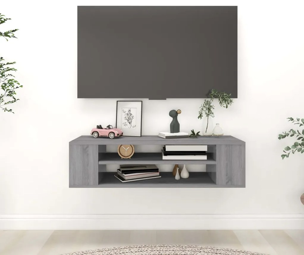 Závěsná TV skříňka šedá sonoma 100x30x26,5 cm kompozitní dřevo