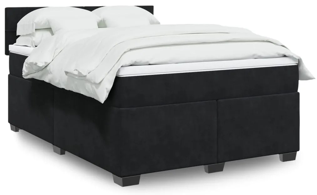 Box spring postel s matrací černá 140x200 cm samet 3288632