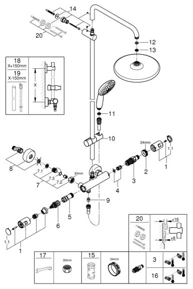 GROHE 26677001 - Sprchový systém VITALIO START SYSTEM 250 lesklý chrom