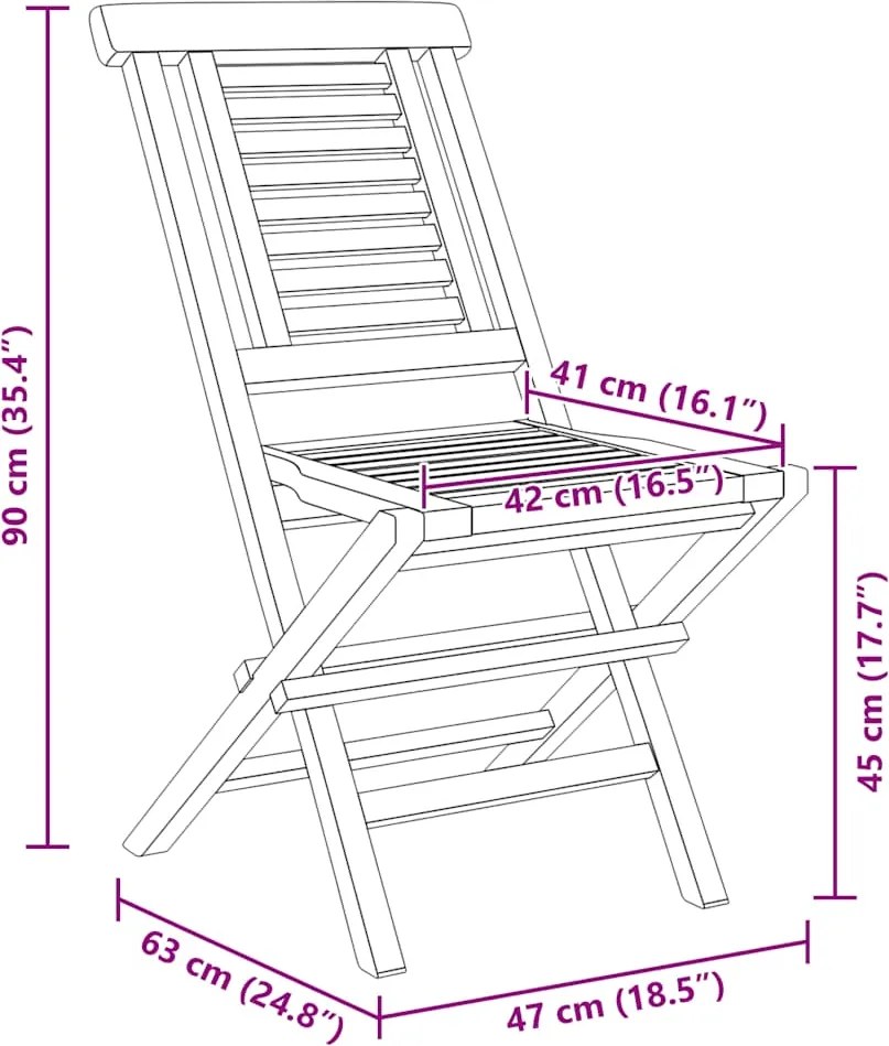 Skládací židle 8 ks 47x63x90 cm masivní teak 3155048