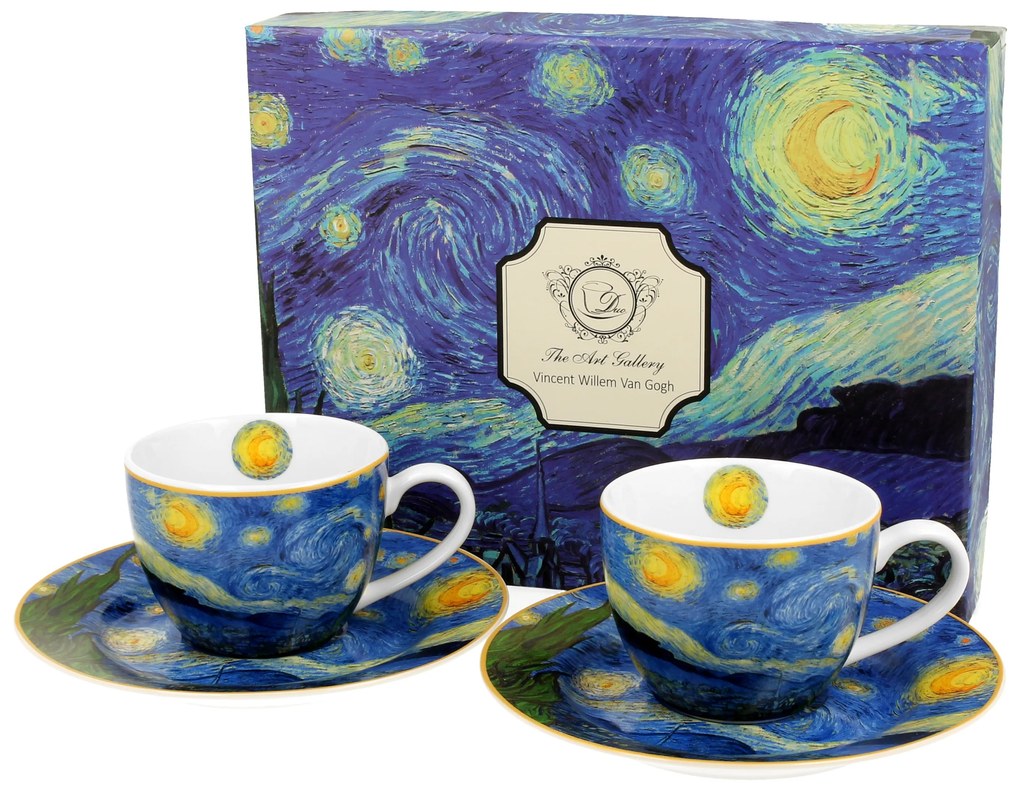 DUO STARRY NIGHT Šálek s podšálkem 90 ml - set 2 ks