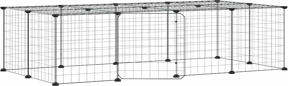 20panelová ohrádka pro zvířata s dvířky černá 140 x 70 x 35 cm ocel 3114055