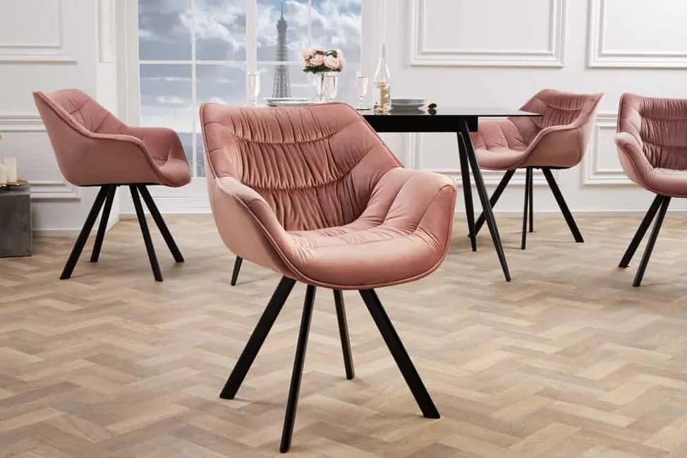 Designová jídelní židle Miramar Style růžová samet