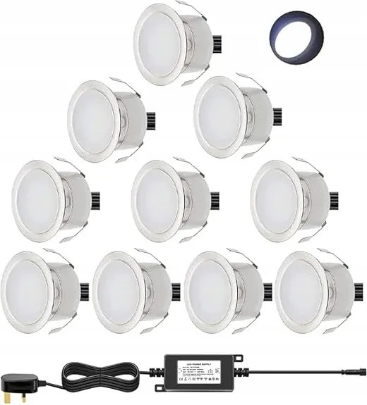 Chnxu Led IP67 12V 30mm Venkovní terasová světla 10x Studená bílá