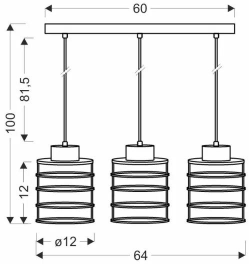 Lustr na lanku GLOB 3xE27/40W/230V černá