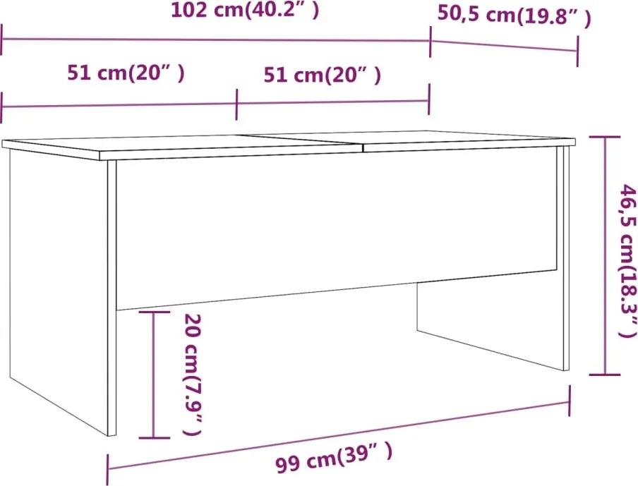 vidaXL Konferenční stolek 102 x 50,5 x 46,5 cm kompozitní dřevo [809723] Barva: dub sonoma