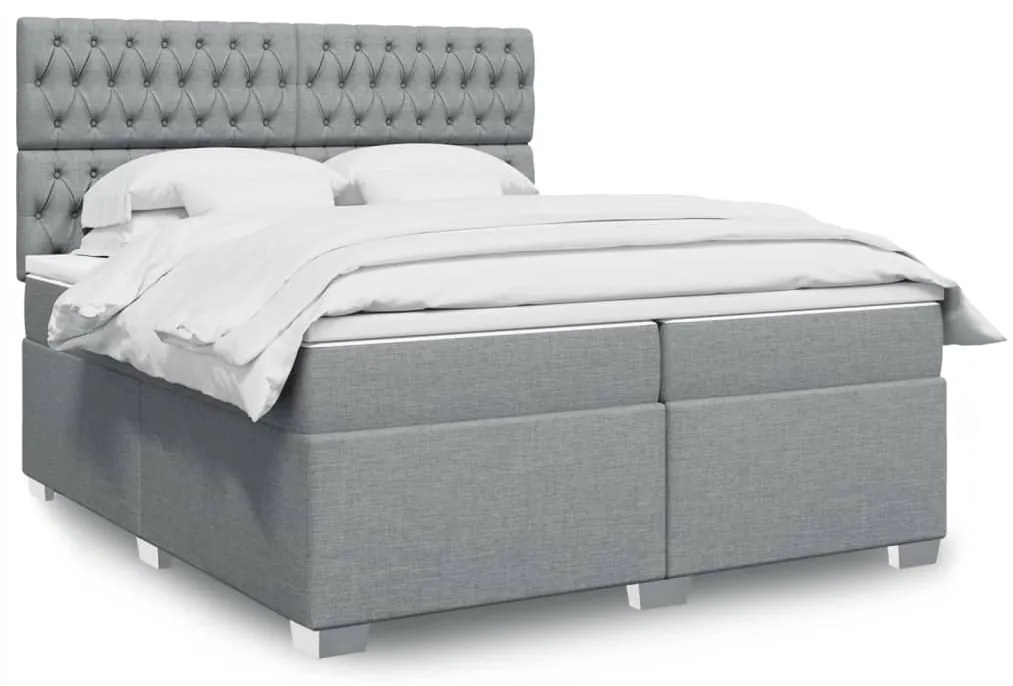 Box spring postel s matrací světle šedá 200 x 200 cm textil 3292902