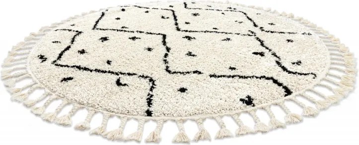 Dywany Łuszczów, Kusový koberec Berber Tetuan B751 cream kruh, 120x120 (průměr) kruh, bílá, ložnice