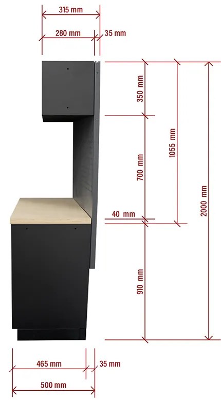 AKČNÍ SET Sestava 6 ks dílenského nábytku SET-CA01081 s dřevěnou pracovní deskou MB-TGW80