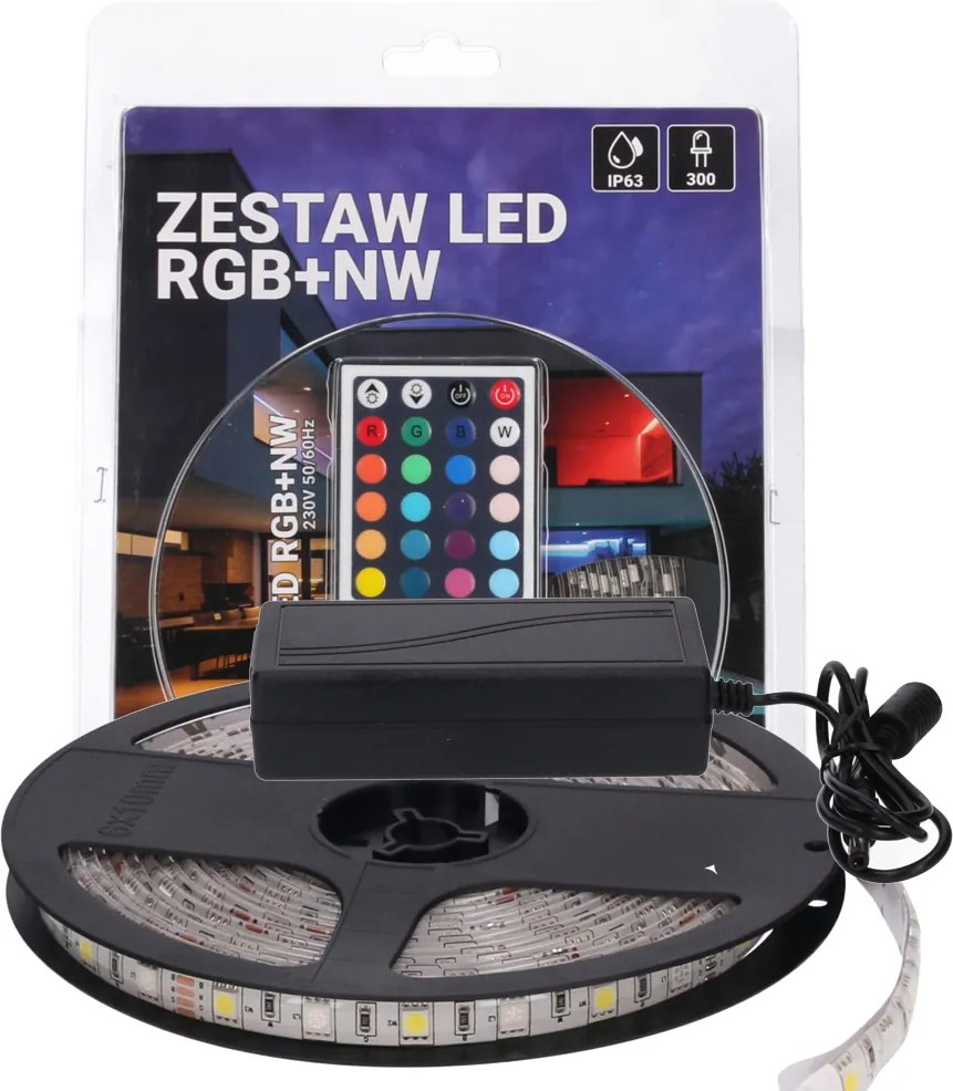 Led pásek sada Rgbw 72W Rgb 5 m napájecí adaptér ovladač s dálkovým ovládáním