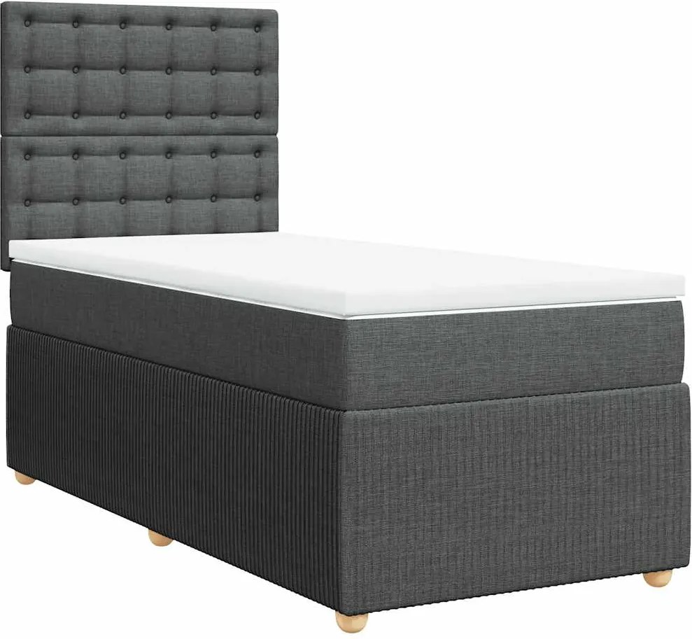 Box spring postel s matrací tmavě šedá 90x200 cm textil 3291954