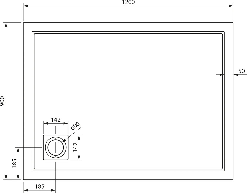 Gelco Gelco, XENA vanička z litého mramoru, obdélník 120x90cm, bílá, HX12090