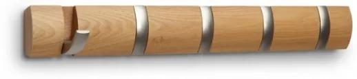 Furnigo Dřevěný nástěnný věšák 51x8cm světlý buk