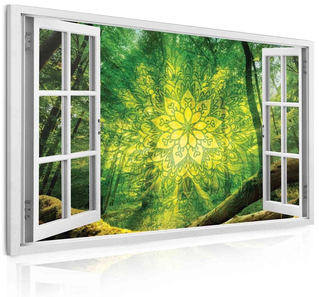 Malvis ® Obraz okno lesní strážce Velikost (šířka x výška): 120x80 cm