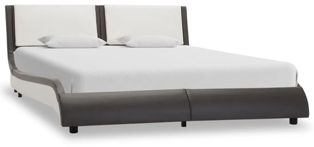 280460 vidaXL Rám postele šedo-bílý umělá kůže 135 x 190 cm