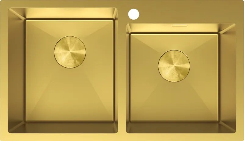 Mexen Xorin, 2-komorový nerezový dřez 780 x 450 mm, broušená zlatá, 6441782000-55
