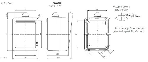 ABB Praktik vypínač č.1 IP44 bílá 3553-01929 B