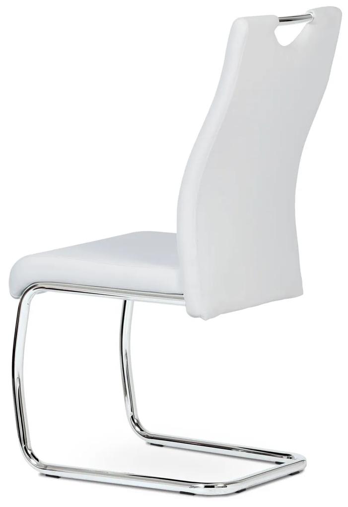 Jídelní židle DCL-418 WT koženka bílá, chrom