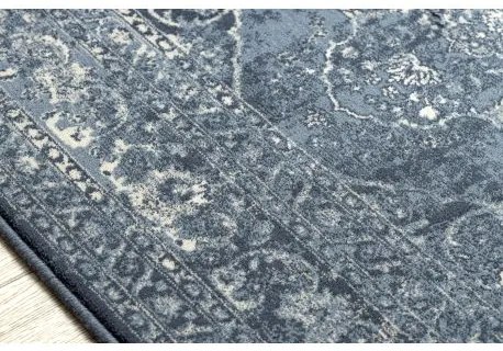 koberec Vlna NAIN Růžice vintage 7599/50911 tmavě modrá / béžový velikost 80x150 cm | krásné koberce cz