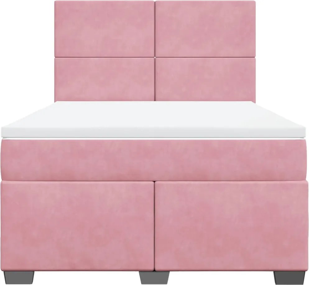 Box spring postel s matrací růžová 160x200 cm samet 3293253