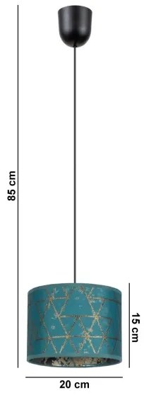 Lustr na lanku REZO 1xE27/60W/230V tyrkysová
