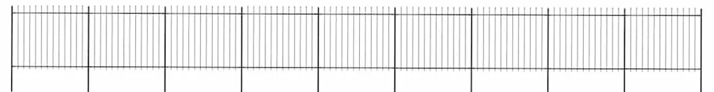 Zahradní plot s kopím nahoře ocelový 1506 x 150 cm černý 277637