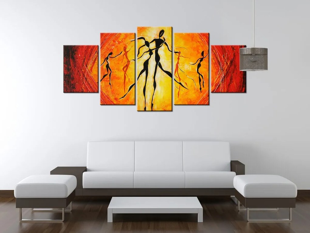 Gario Ručně malovaný obraz Nádherný tanec - 5 dílný Rozměry: 100 x 70 cm