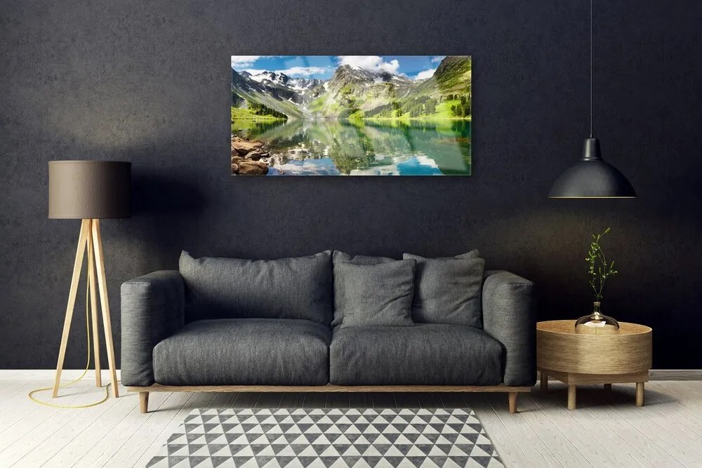 akrylový obraz Hora Jezero Krajina 100x50 cm