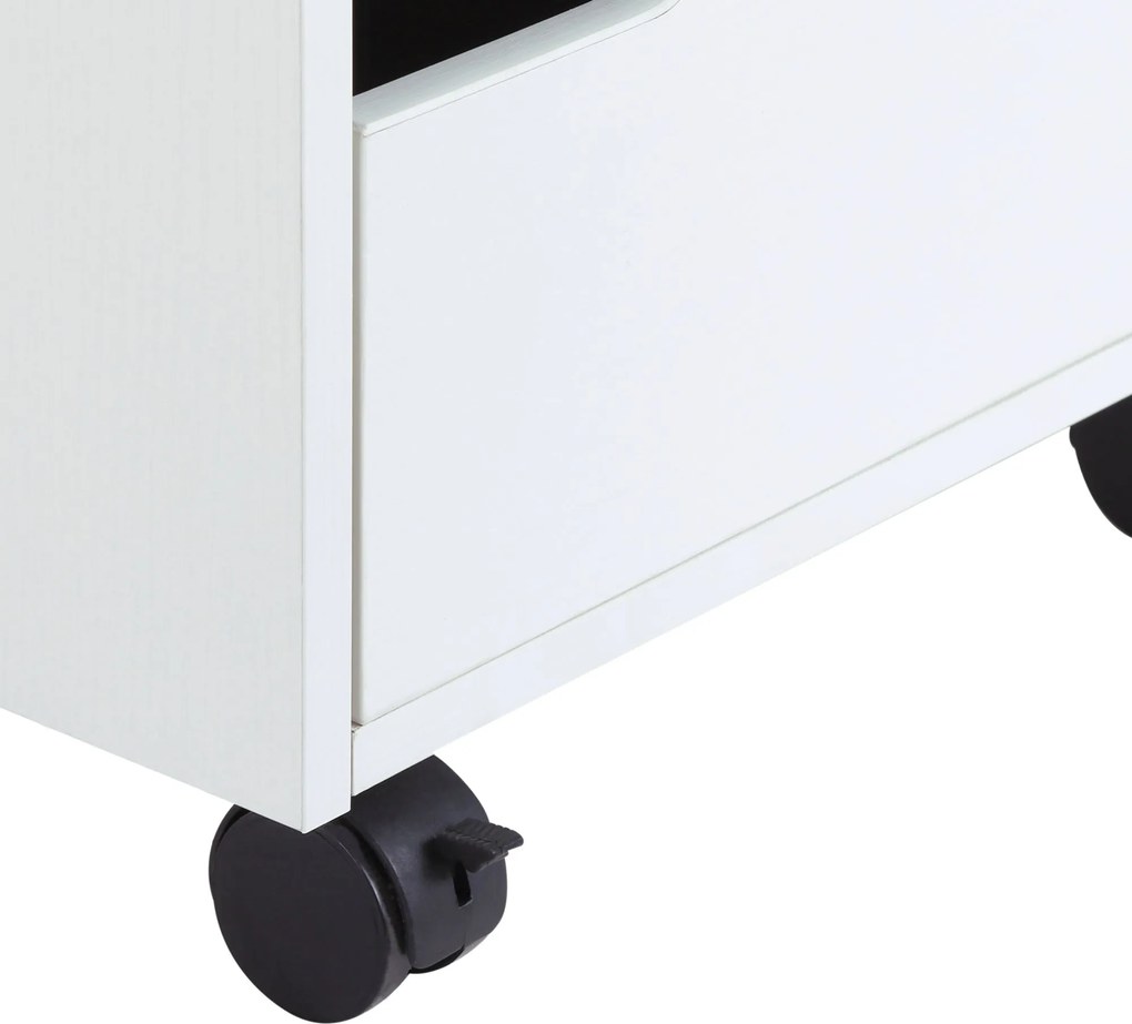 HOMCOM Kancelářská zásuvková skříň s kolečky, filing cabinet se 3 zásuvkami, 40x50x57 cm, bílá