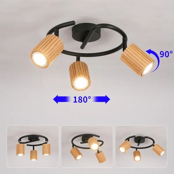Brilagi - Bodové svítidlo MODERN WOOD 3xGU10/8W/230V kaučukovník/černá