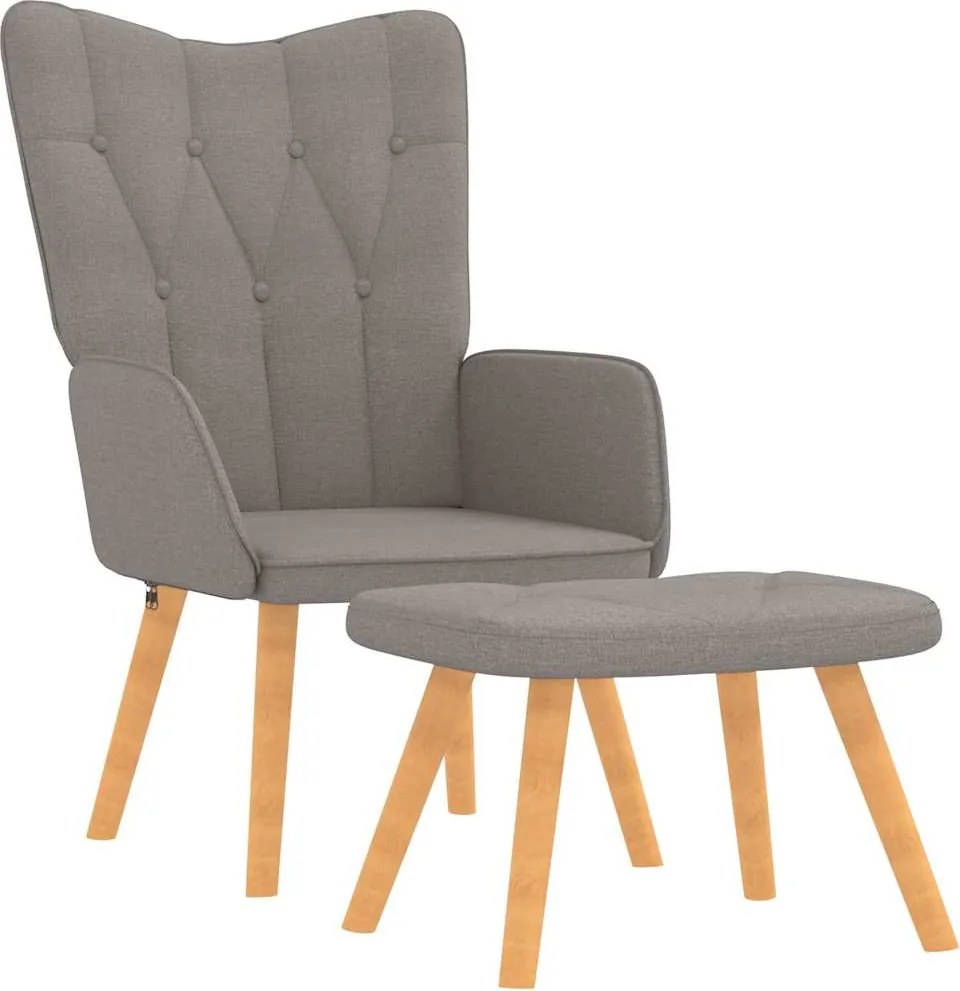 Relaxační křeslo se stoličkou taupe textil 327543