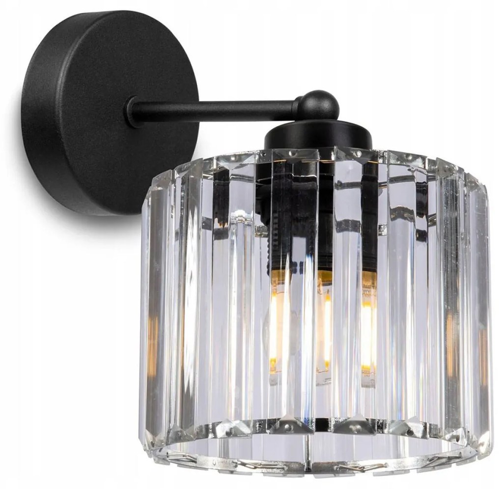 Light for home - Kompaktní nástěnné svítidlo se skleněným stínidlem HOLDI 2202/K, E27, Černá
