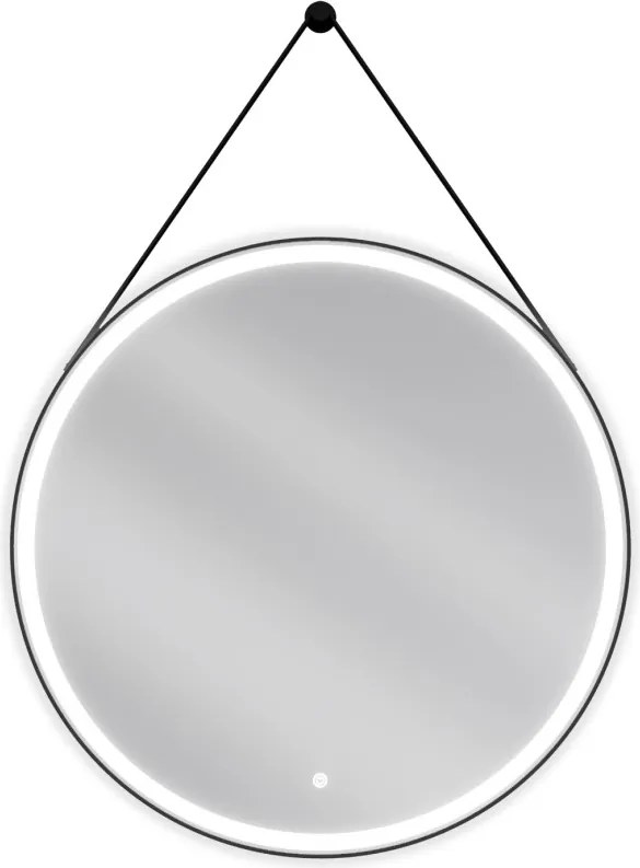 Mexen Reni koupelnové zrcadlo s podsvícením, kulaté 80 cm, LED 6000K, antifog, černý rám - 9812-080-080-611-70